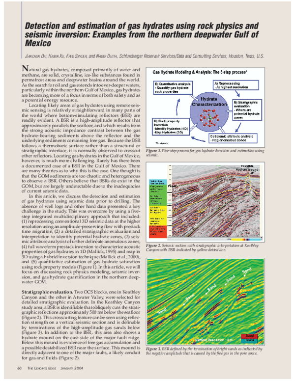 (PDF) Detection and estimation of gas hydrates using rock physics and ...