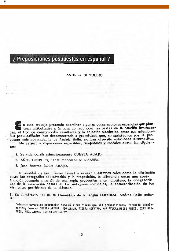 (PDF) Preposiciones pospuestas en español