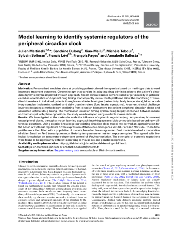 (PDF) Model learning to identify systemic regulators of the peripheral ...