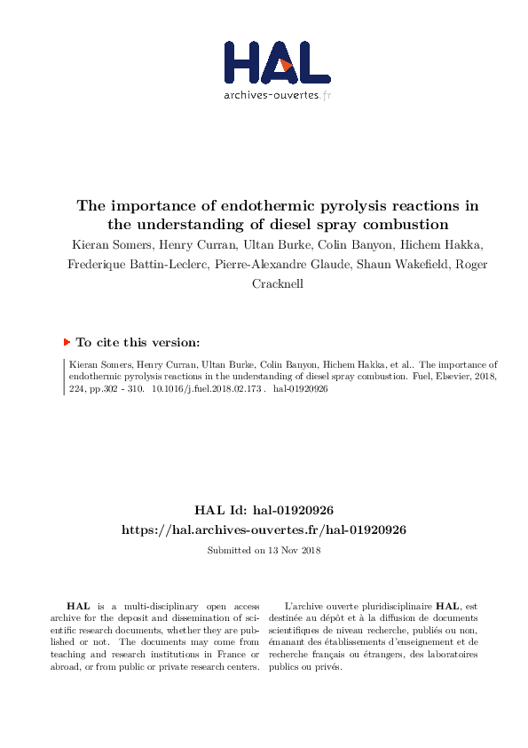 (PDF) The importance of endothermic pyrolysis reactions in the ...