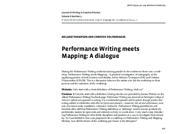 (PDF) Performance Writing meets Mapping: A dialogue
