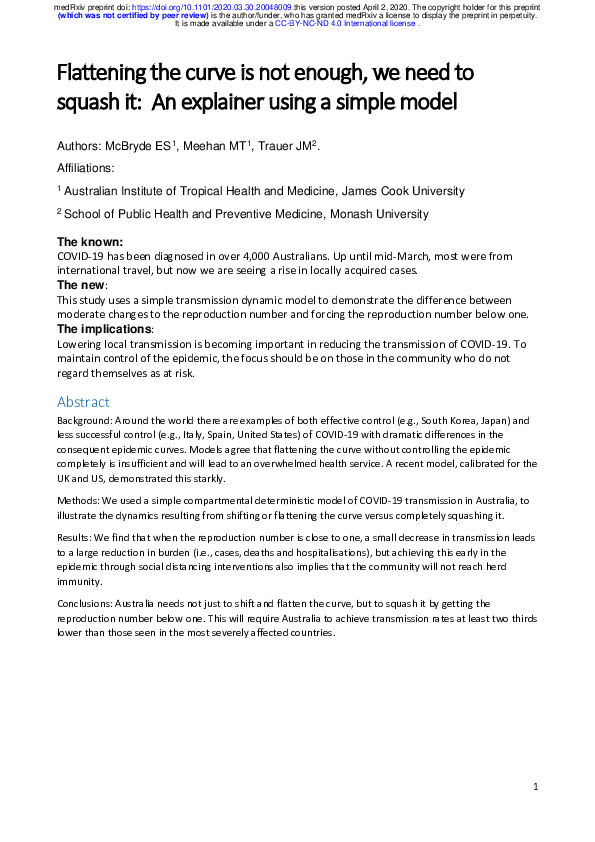 (PDF) Flattening the curve is not enough, we need to squash it: An explainer using a simple model