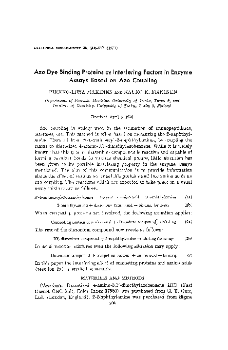 (PDF) Azo dye binding proteins as interfering factors in enzyme assays ...