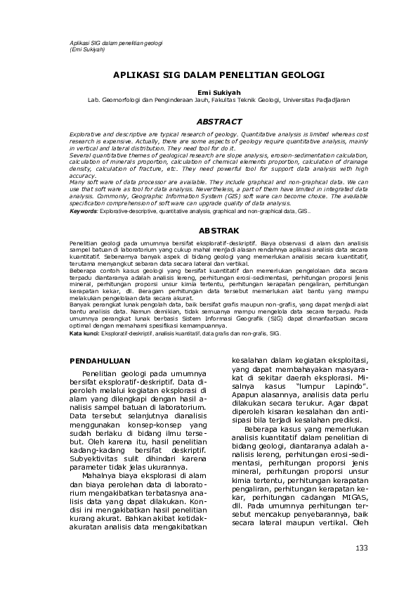 (PDF) Aplikasi Sig Dalam Penelitian Geologi
