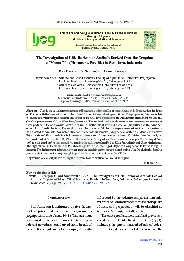 (PDF) The Investigation of Ultic Horizon on Andisols Derived from the ...