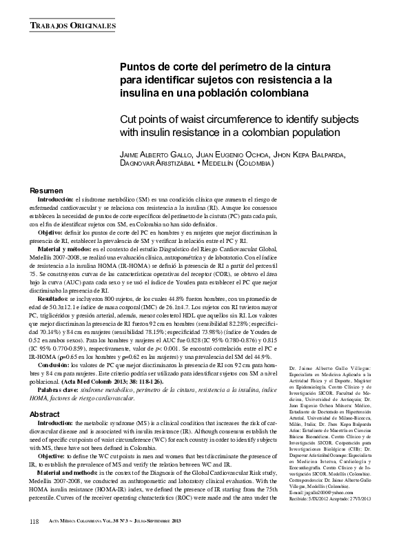 (PDF) Puntos de corte del perímetro de la cintura para identificar ...