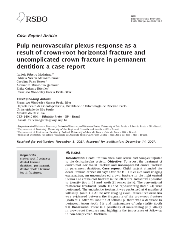 (PDF) Pulp neurovascular plexus response as a result of crown-root ...