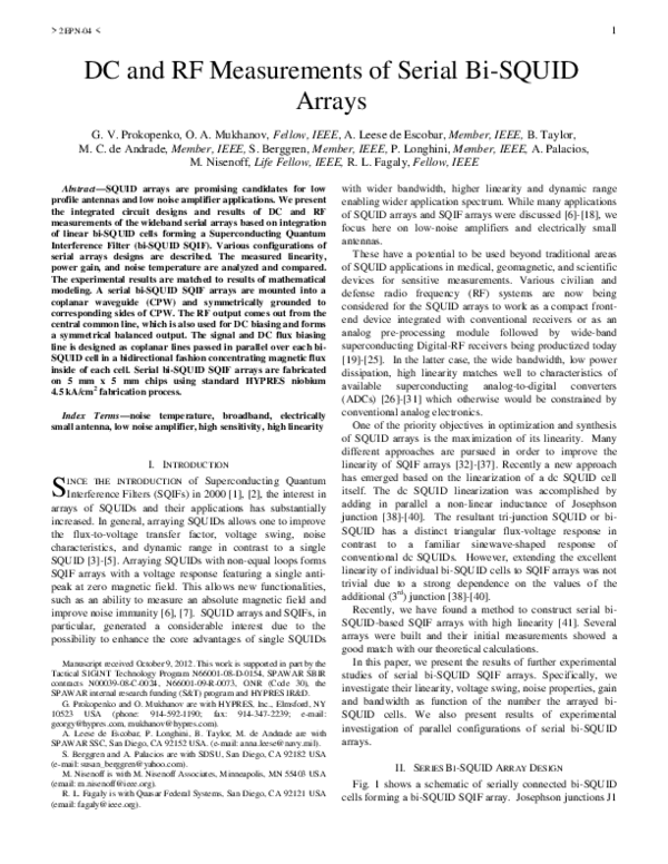 (PDF) DC and RF Measurements of Serial Bi-SQUID Arrays