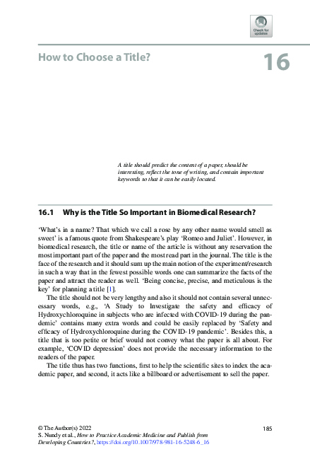 (PDF) How to Choose a Title?