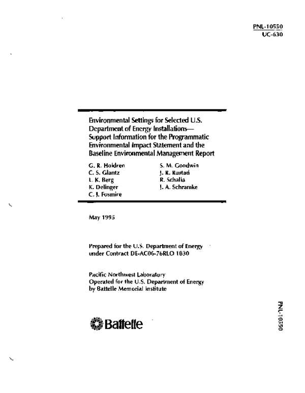 (PDF) Environmental settings for selected US Department of Energy ...