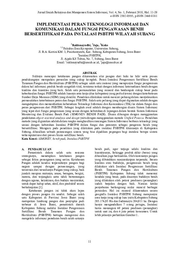 (PDF) Implementasi Peran Teknologi Informasi Dan Komunikasi Dalam Fungsi Pengawasan Benih ...