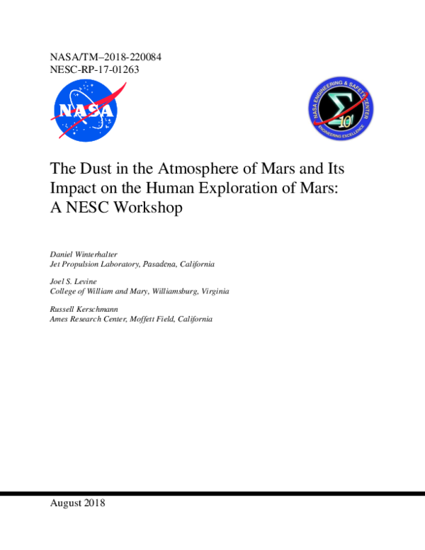 (PDF) The Dust in the Atmosphere of Mars and Its Impact on the Human Exploration of Mars: A NESC ...