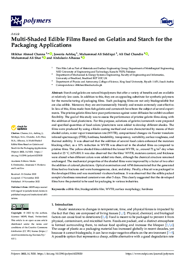 (PDF) Multi-Shaded Edible Films Based on Gelatin and Starch for the ...