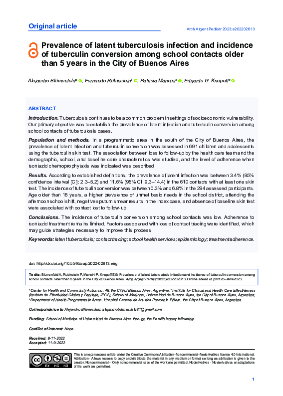 (PDF) Prevalence of latent tuberculosis infection and incidence of ...