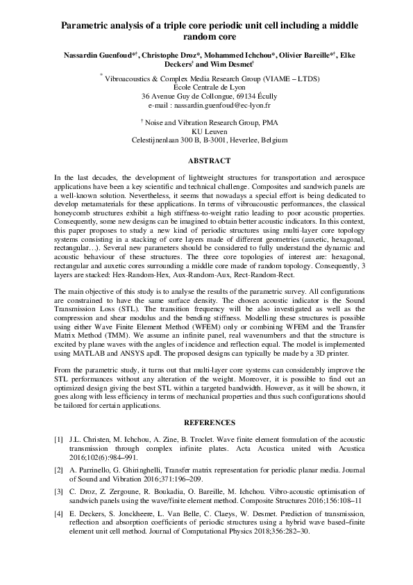 (PDF) Parametric analysis of a triple core periodic unit cell including a middle random core