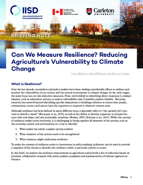 (PDF) Can We Measure Resilience ? Reducing Agriculture ’ s ...