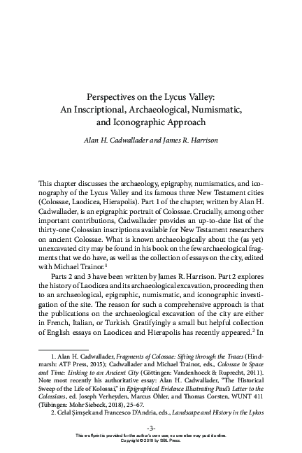 (PDF) Perspectives on the Lycus Valley: An Inscriptional ...