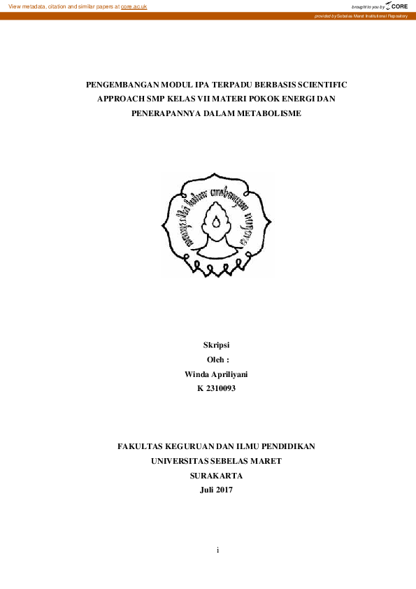 (PDF) Pengembangan Modul IPA Terpadu Berbasis Scientific Approach SMP ...