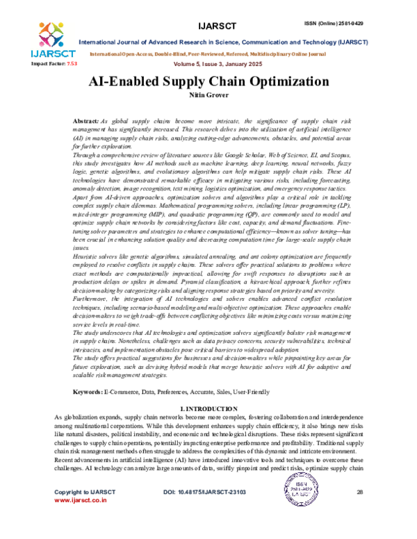 (PDF) AI-Enabled Supply Chain Optimization
