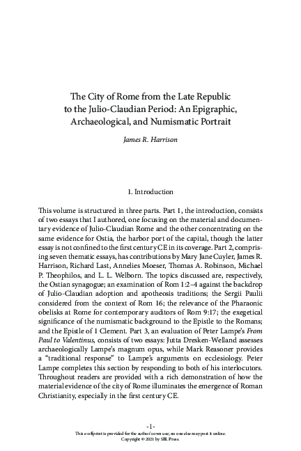 (PDF) The City of Rome from the Late Republic to the Julio-Claudian ...