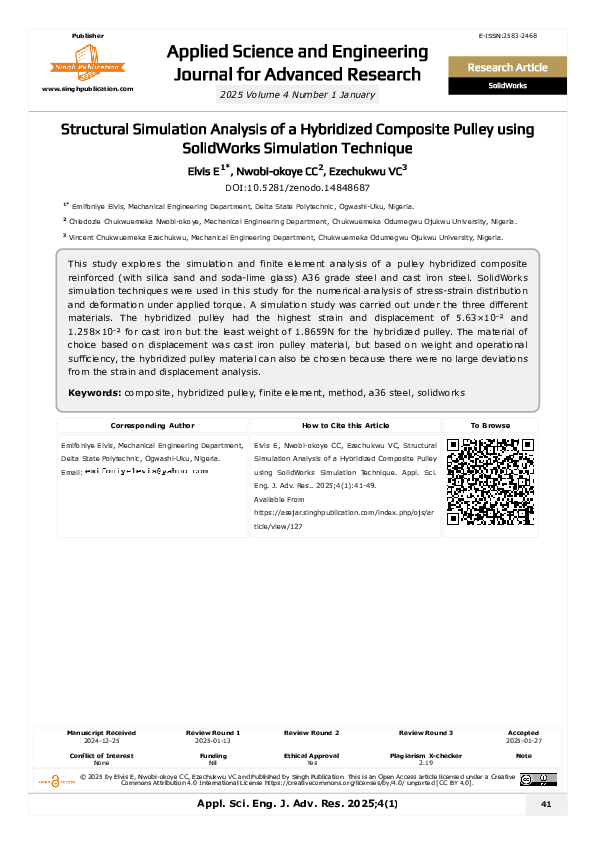 Pdf Structural Simulation Analysis Of A Hybridized Composite Pulley Using Solidworks