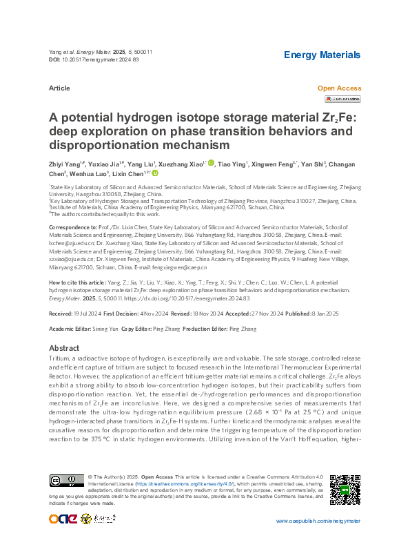 (PDF) A potential hydrogen isotope storage material Zr2Fe: deep ...