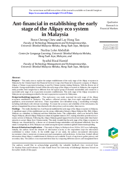 (PDF) Ant-financial in establishing the early stage of the Alipay eco ...