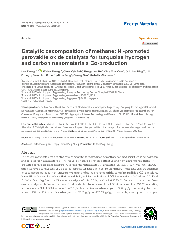 (PDF) Catalytic decomposition of methane: Ni-promoted perovskite oxide catalysts for turquoise ...