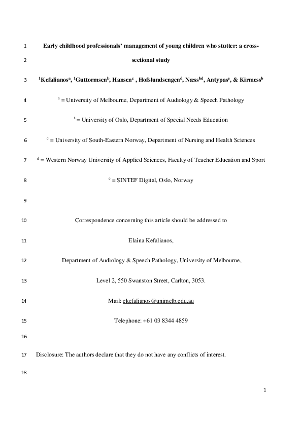 (PDF) Early Childhood Professionals' Management of Young Children Who ...