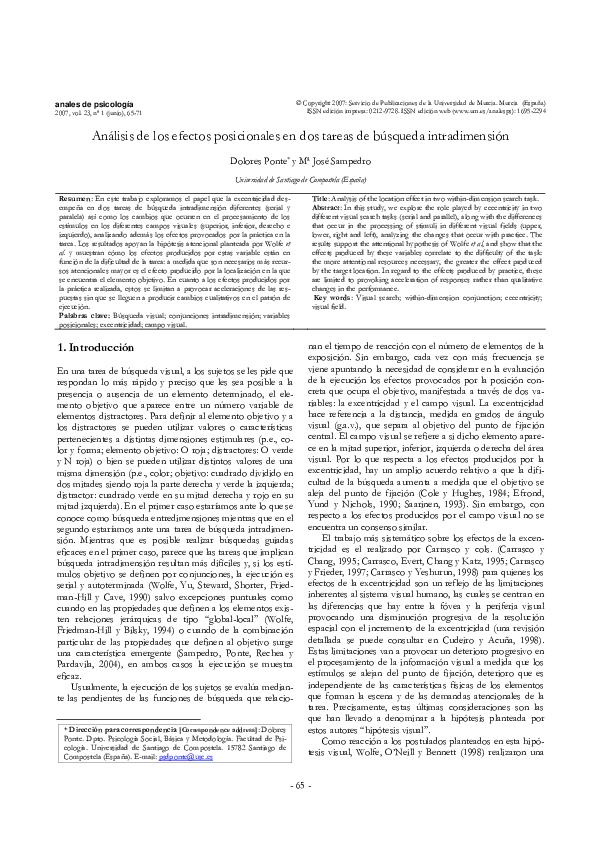(PDF) Analysis of the Location Effect in Two Within-Dimension Search Task
