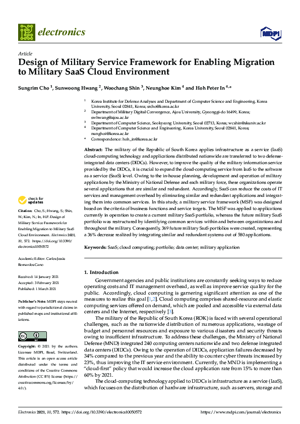 (PDF) Design of Military Service Framework for Enabling Migration to ...