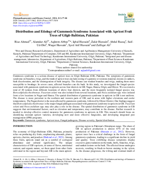 (PDF) Distribution and Etiology of Gummosis Syndrome Associated with ...