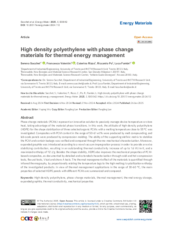 (PDF) High density polyethylene with phase change materials for thermal ...