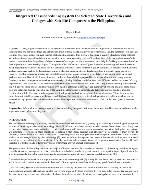 (PDF) Integrated Class Scheduling System for Selected State ...