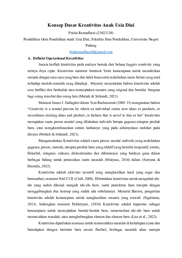 (PDF) Konsep Dasar Kreativitas Anak Usia Dini