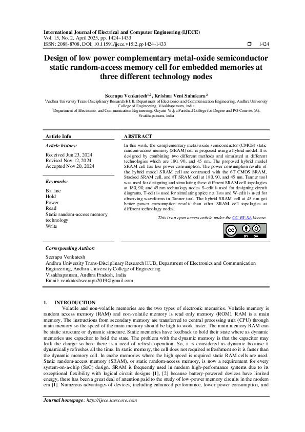 (PDF) Design of low power complementary metal-oxide semiconductor static random-access memory ...