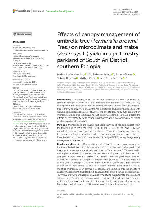 (PDF) Effects of canopy management of umbrella tree (Terminalia brownii ...