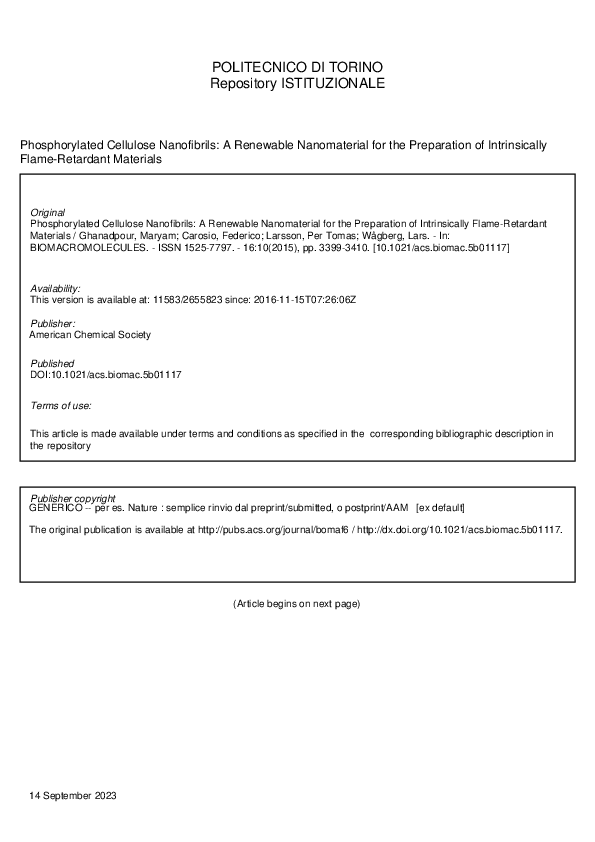 (PDF) Phosphorylated Cellulose Nanofibrils: A Renewable Nanomaterial ...