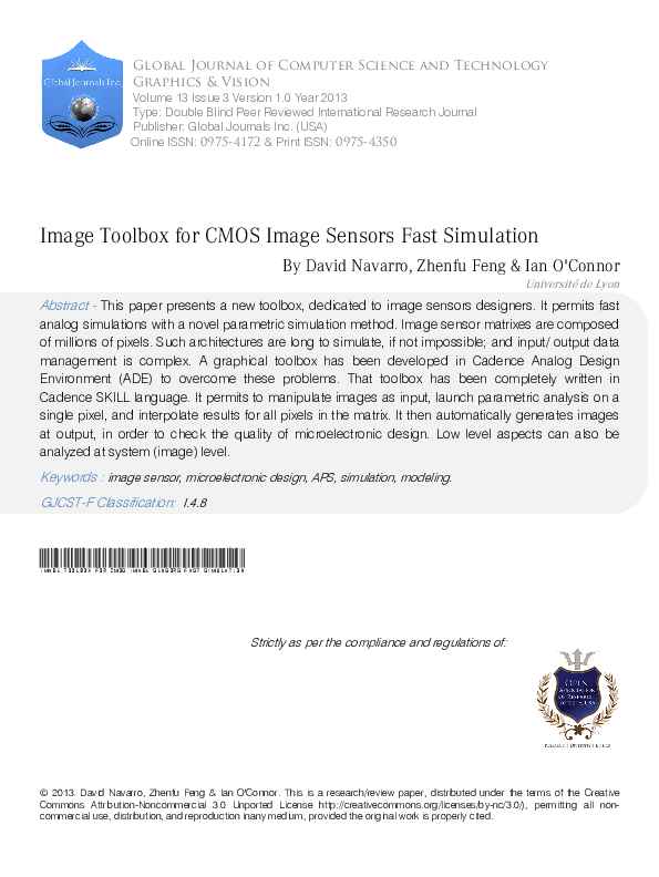 (PDF) Image Toolbox for CMOS Image Sensors Fast Simulation