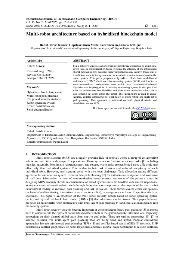 (PDF) Multi-robot architecture based on hybridized blockchain model