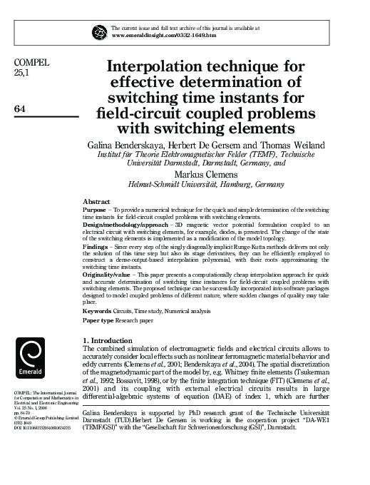 (PDF) Interpolation technique for effective determination of switching time instants for field ...