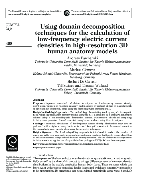 (PDF) Using domain decomposition techniques for the calculation of low‐frequency electric ...