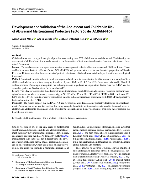 (PDF) Development and Validation of the Adolescent and Children in Risk ...