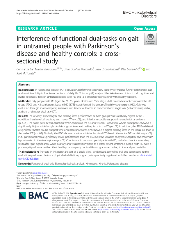 (PDF) Interference of functional dual-tasks on gait in untrained people with Parkinson’s disease ...