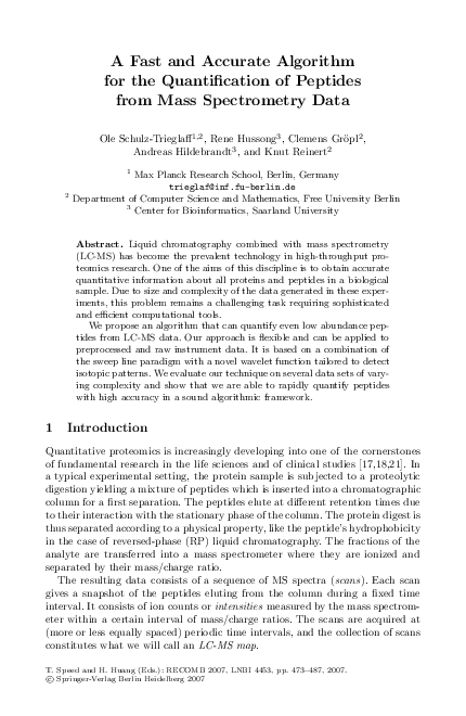 (PDF) A Fast and Accurate Algorithm for the Quantification of Peptides ...