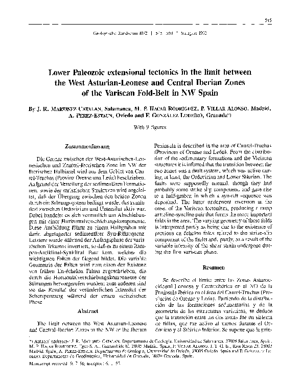 (PDF) Lower Paleozoic extensional tectonics in the limit between the ...