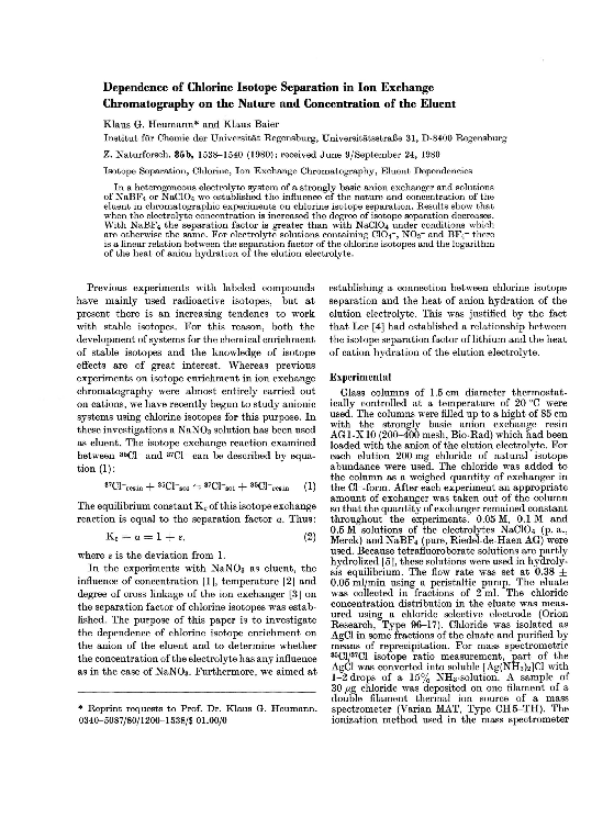 (PDF) Dependence of Chlorine Isotope Separation in Ion Exchange ...