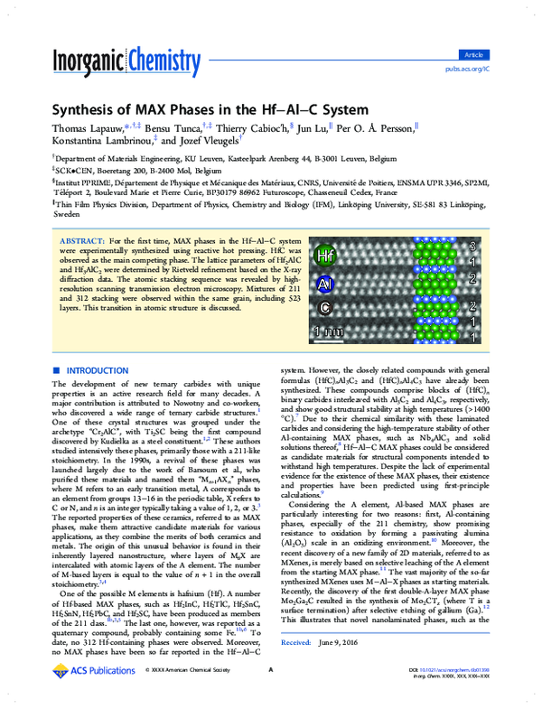 (PDF) Synthesis of MAX Phases in the Hf-Al-C System