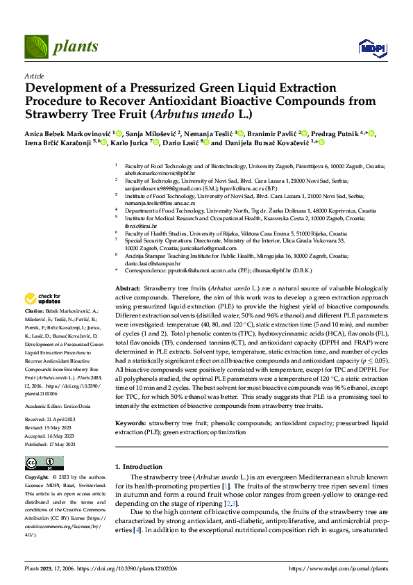 (PDF) Development of a Pressurized Green Liquid Extraction Procedure to Recover Antioxidant ...