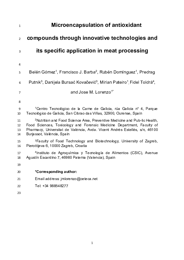 (PDF) Microencapsulation of antioxidant compounds through innovative technologies and its ...
